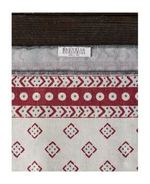 Brunello Cucinelli Geometric Printed Pocket Square - Gray
