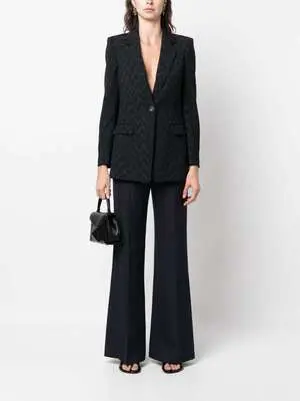 Giorgio Armani Single-breasted Chevron-print Jacket - Black
