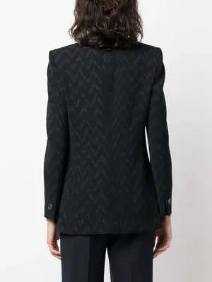 Giorgio Armani Single-breasted Chevron-print Jacket - Black