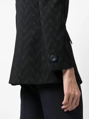 Giorgio Armani Single-breasted Chevron-print Jacket - Black
