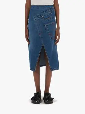 J.W.ANDERSON Logo Patch Twisted Midi Skirt - Blue