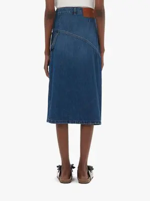 J.W.ANDERSON Logo Patch Twisted Midi Skirt - Blue