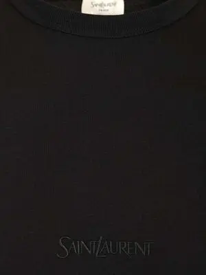 Saint Laurent Logo Embroidered Crewnek T-shirt