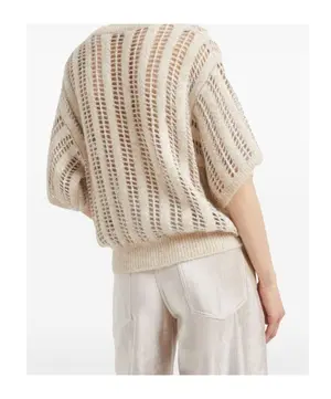 Brunello Cucinelli Short-sleeved Open-knitted Jumper - Light Brown