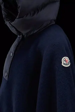 Moncler Hooded Cape With Asymmetric Hem