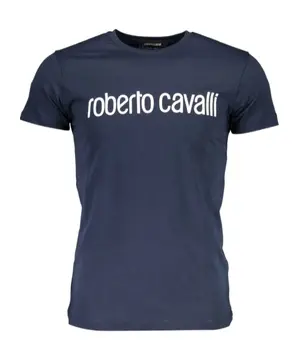 Roberto Cavalli Round-necked Logo T-shirt - Blue