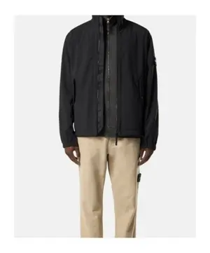Stone Island High Neck Zip-up Jacket - Black