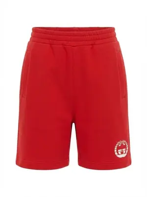 Gucci Interlocking G Record Print Cotton Shorts