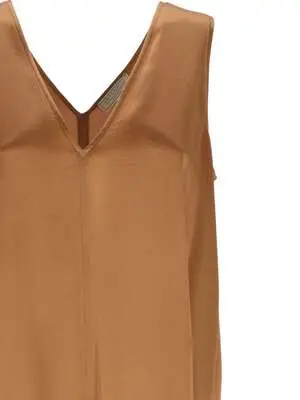 Antonelli Firenze Sleeveless V-neck Top - Brown