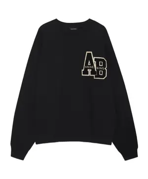 ANINE BING Miles Logo Patch Crewneck Sweatshirt - Black