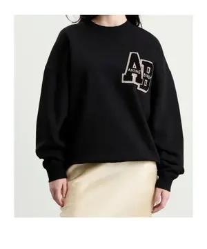 ANINE BING Miles Logo Patch Crewneck Sweatshirt