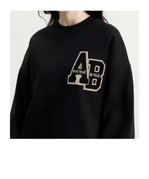 ANINE BING Miles Logo Patch Crewneck Sweatshirt
