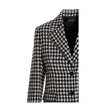 Versace Single-breasted Checked Wool Blazer