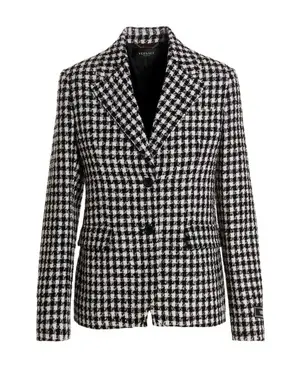 Versace Single-breasted Checked Wool Blazer - Black