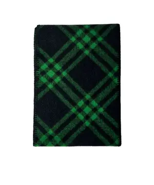 Burberry Logo Patch Checked Scarf - Black