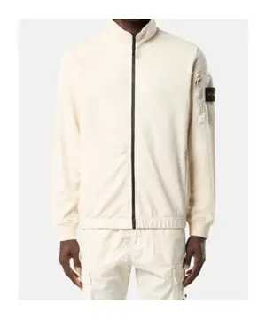 Stone Island Logo Patch Zip-up Sweatshirt - Ivory