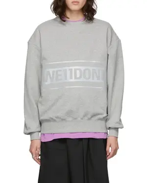 We11Done Logo Print Sweatshirt - Gray
