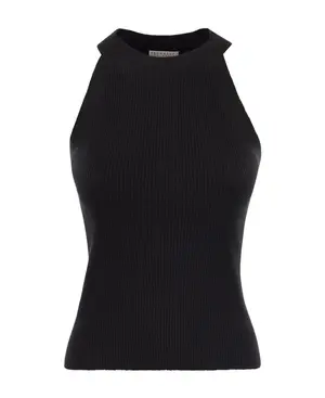 Brunello Cucinelli Ribbed Mock Neck Knit Vest