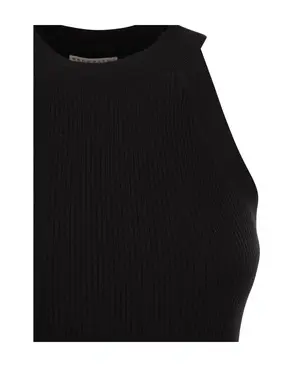Brunello Cucinelli Ribbed Mock Neck Knit Vest