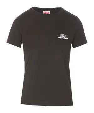 Kenzo Happy Tiger Printed Crewneck T-shirt - Black