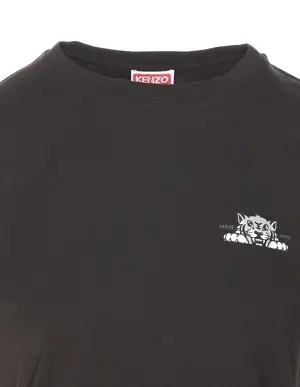 Kenzo Happy Tiger Printed Crewneck T-shirt - Black