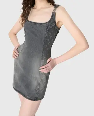 MARINE SERRE Moon Laser Denim Sleeveless Mini Dress