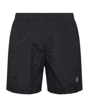 Stone Island Logo Patch Swim Shorts - Black