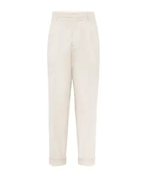 Brunello Cucinelli Pleated Detail Tapered Leg Trousers - White