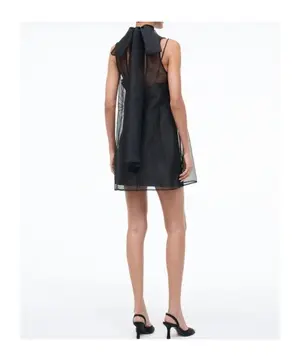 Staud Albee Mini Dress With High Neck And Drawstring Detail - Green