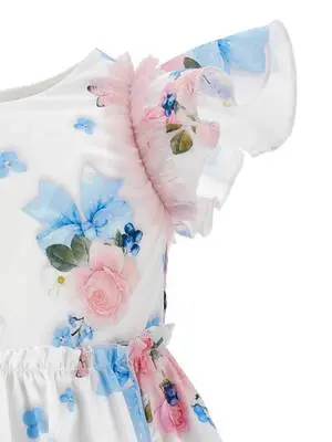 Monnalisa Floral Printed Ruffled Dress
