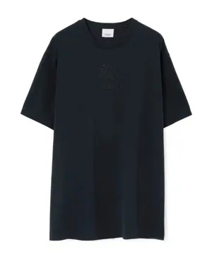 Burberry Burberry Logo Embroidered Crewneck T-Shirt Blue
