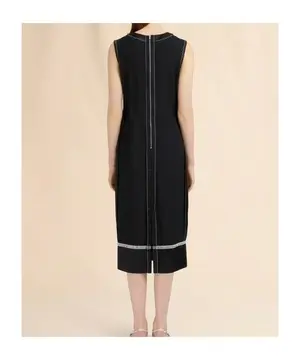 Marni Sleeveless Tropical Wool Dress With Contrast Stitching