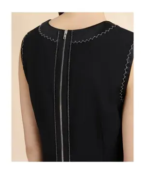 Marni Sleeveless Tropical Wool Dress With Contrast Stitching