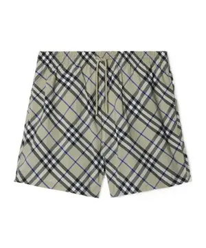 Burberry Checked Drawstring Swim Shorts - Moss Color