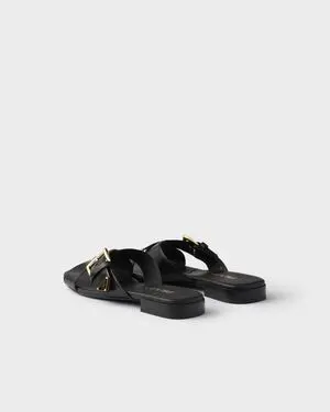 Prada Leather Buckled Sandals - Black