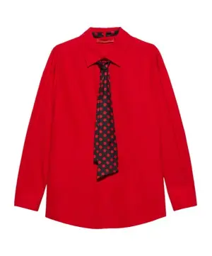 MAXCO. Max&co. Cotton Poplin Shirt With Detachable Printed Silk Twill Tie
