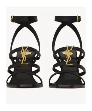 Saint Laurent Cassandra Logo Plaque Wedge Sandals