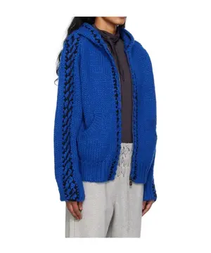 OPEN YY Stitch Zip-up Knit Hoodie