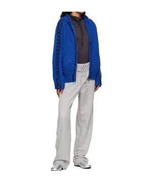 OPEN YY Stitch Zip-up Knit Hoodie