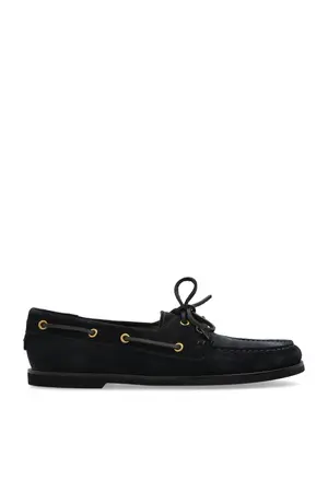 GIANVITO ROSSI Suede Moccasin Flats - Black