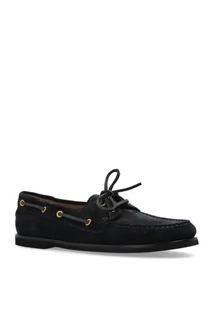 GIANVITO ROSSI Suede Moccasin Flats - Black