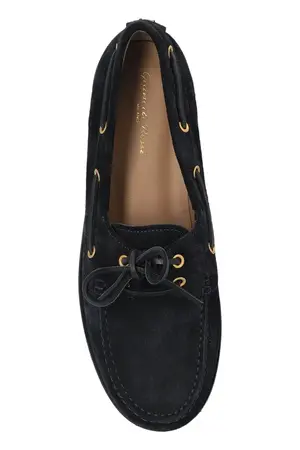 GIANVITO ROSSI Suede Moccasin Flats - Black