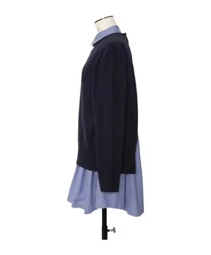 Sacai Poplin X Cotton Striped Collared Knit Dress