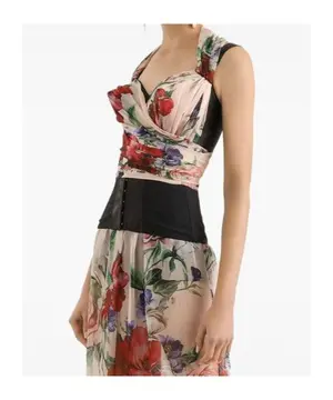 Dolce & Gabbana Floral Print Chiffon Corset Top