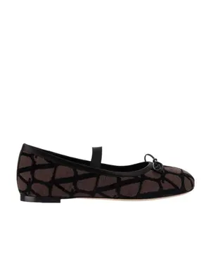 Valentino Garavani Toile Iconographe Slip-on Ballerina Flats - Black