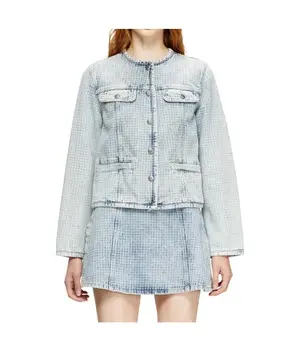 DIESEL® Houndstooth Embellished Denim Jacket - Light Blue