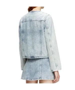 DIESEL® Houndstooth Embellished Denim Jacket - Light Blue