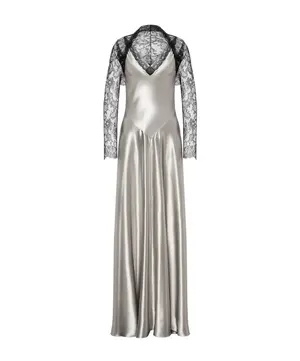 Alberta Ferretti Lace-sleeved Maxi Dress