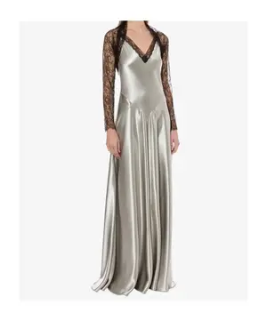 Alberta Ferretti Lace-sleeved Maxi Dress