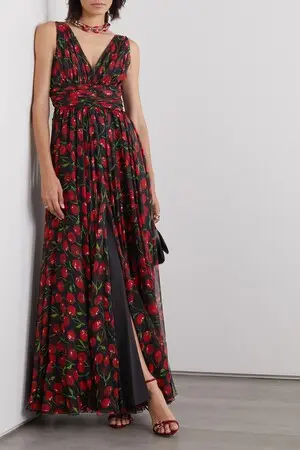 Dolce & Gabbana Cherry-print V-neck Maxi Dress